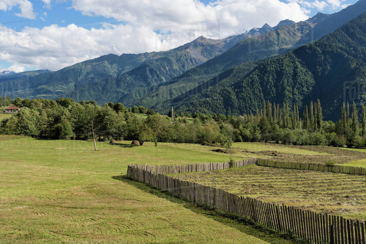 Bucolic scenery, Lashtkhveri, Svaneti region, Georgia, Caucasus, Asia ...