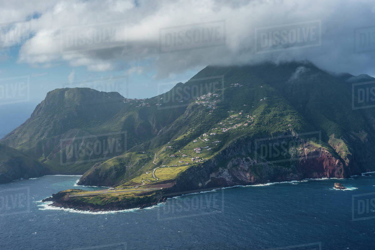 Aerial of Saba, Netherland Antilles, West Indies, Caribbean, Central ...