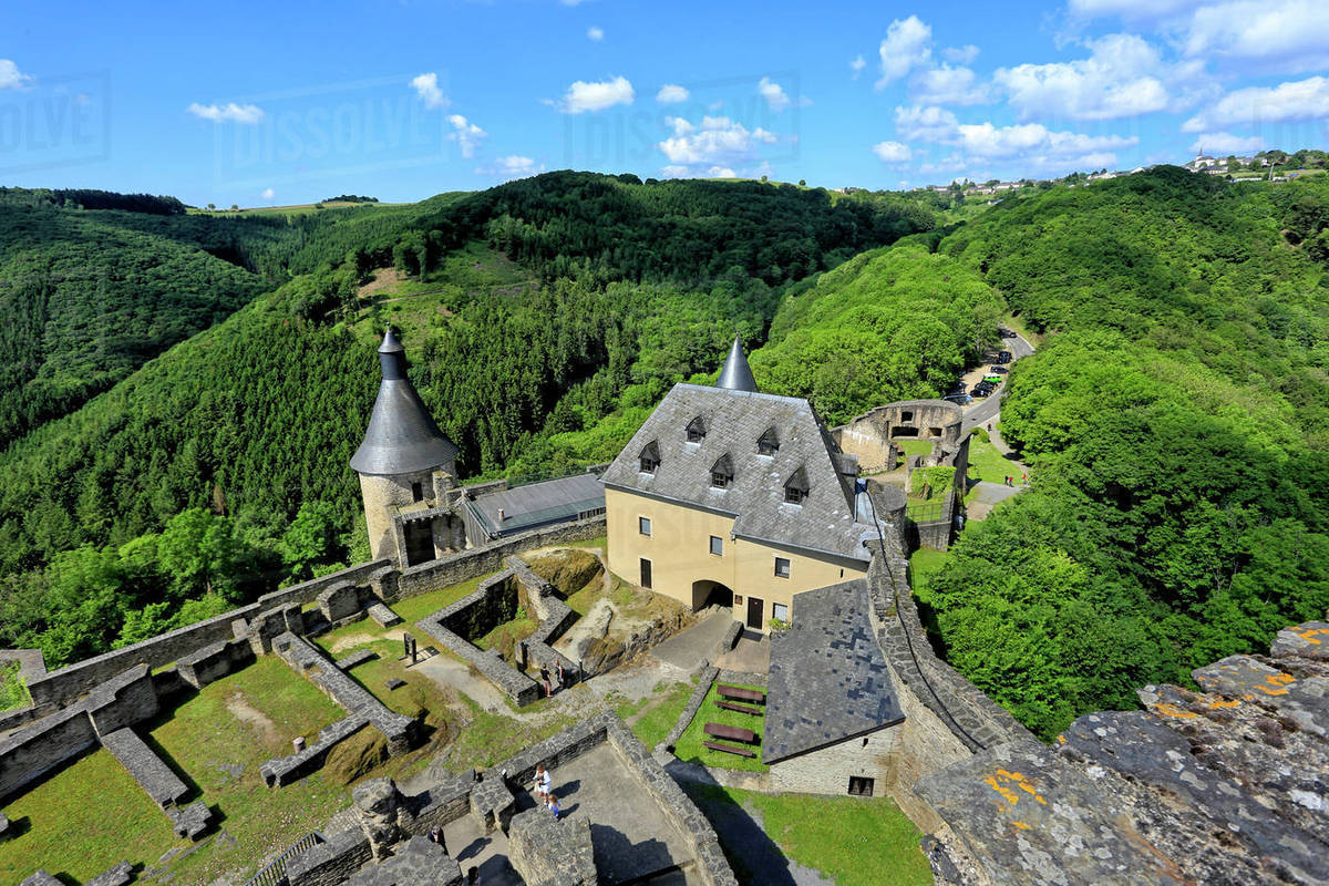 Bourscheid Castle in the Valley of Sauer River, Canton of Diekirch ...
