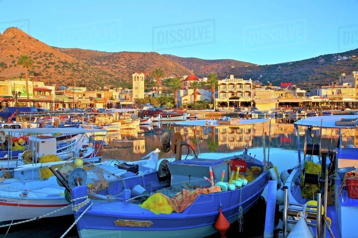 Elounda Harbour, Elounda, Crete, Greek Islands, Greece, Europe ...