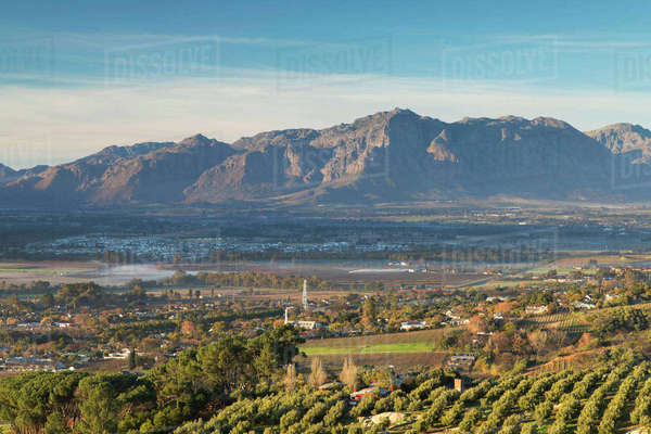 Paarl Valley at sunrise, Paarl, Western Cape, South Africa, Africa ...
