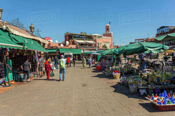 Various stalls on Jemaa el Fna (Djemaa el Fnaa) Square, UNESCO World ...
