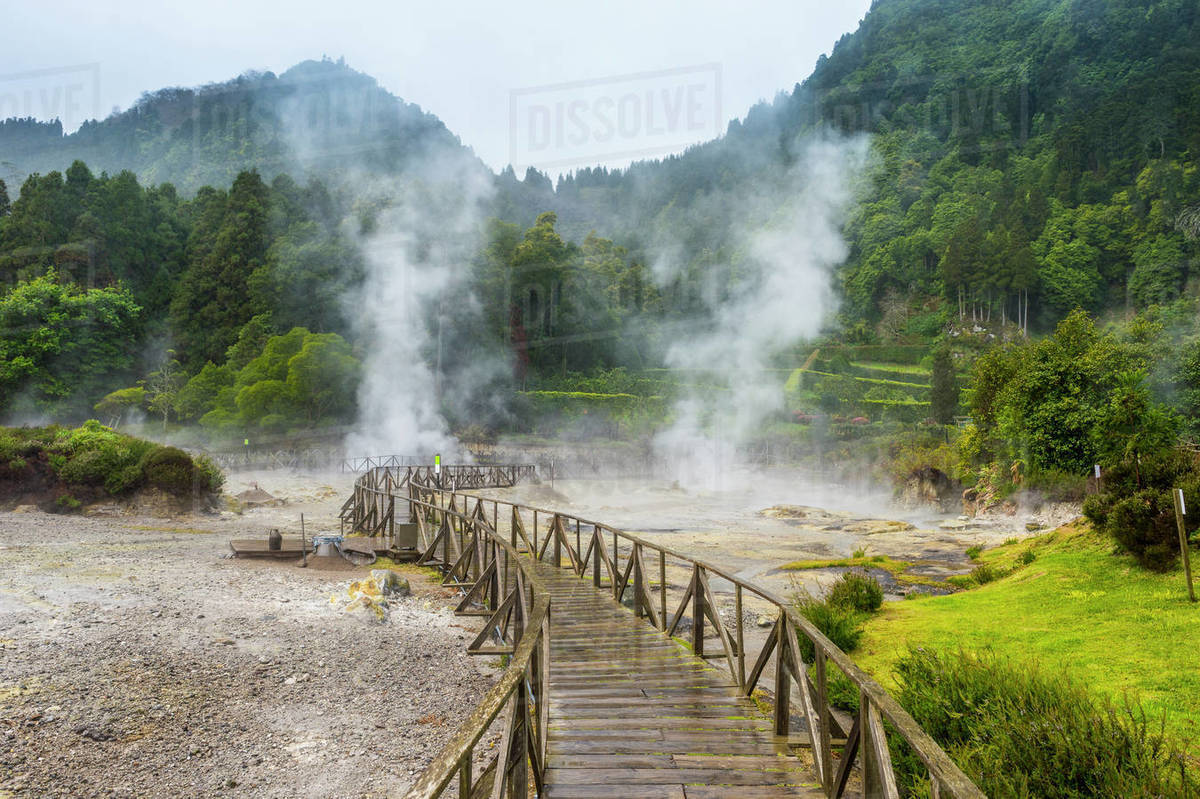 Fumaroles of Furnas Lake, Island of Sao Miguel, Azores, Portugal ...