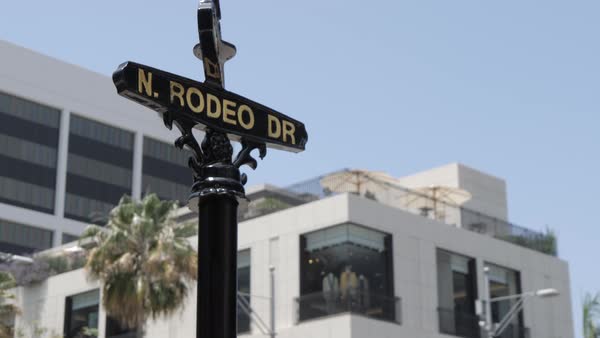 Rodeo Drive sign, Beverly Hills, Los Angeles, California, United States ...
