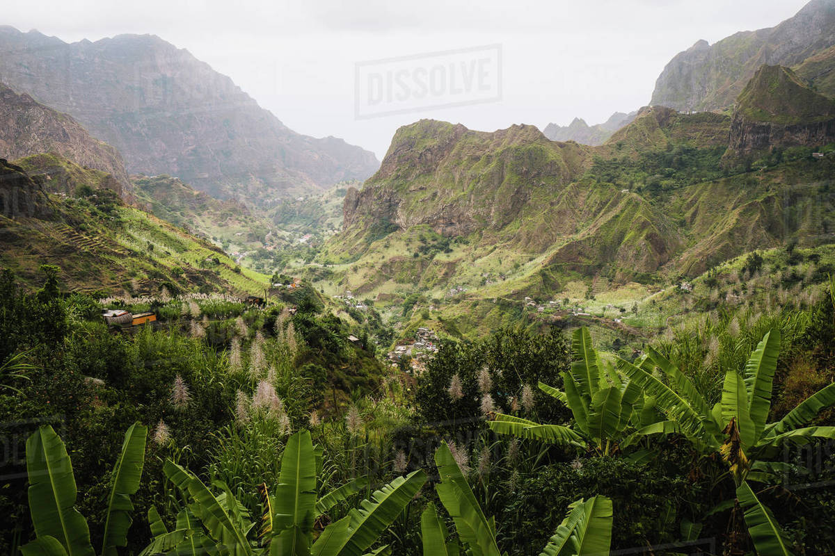 Cape Verde. Gorgeous view of famous fertile Paul Valley. Agriculture ...