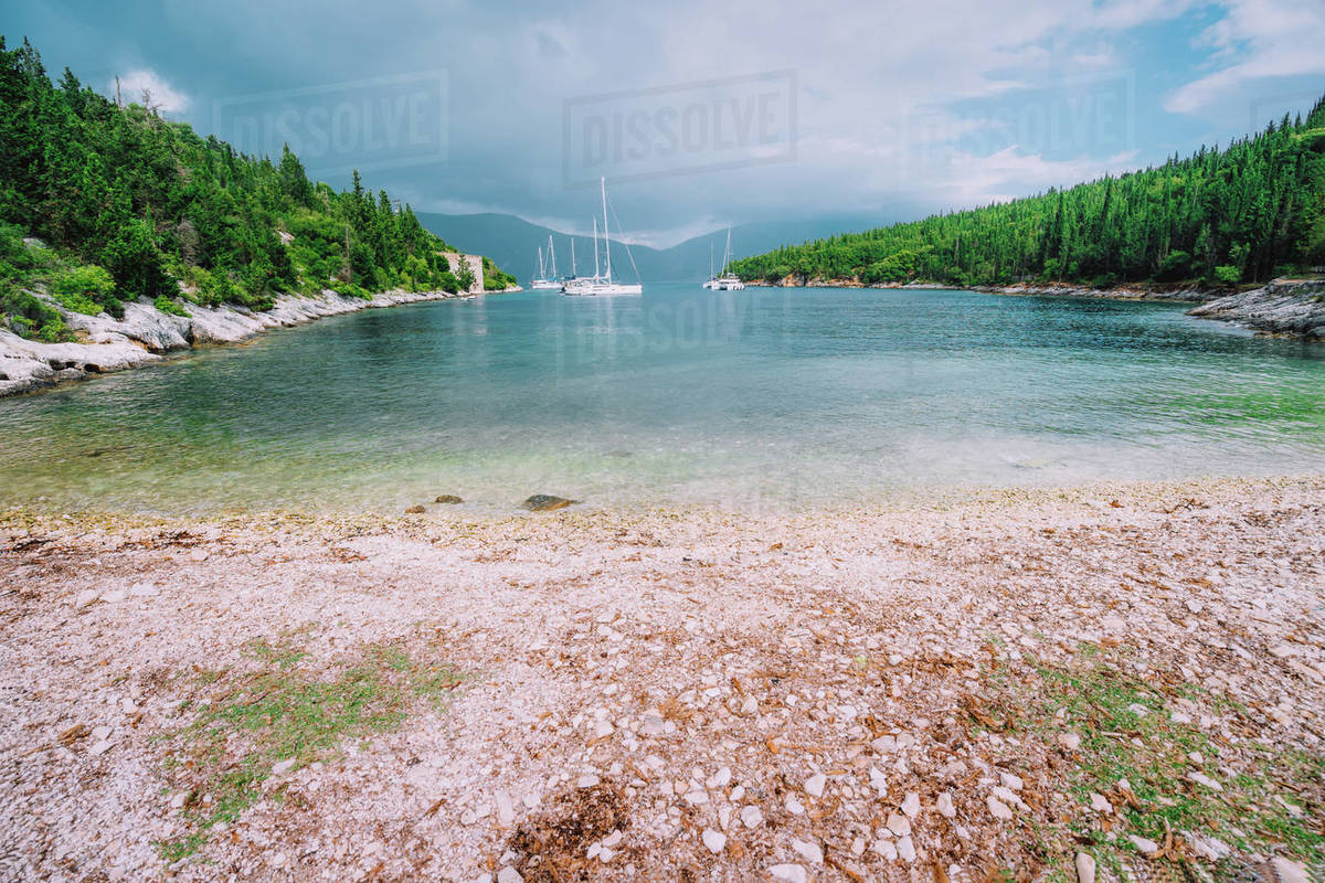 Foki Fiskardo Beach Kefalonia, Ionian islands, Greece. Sea bay with ...