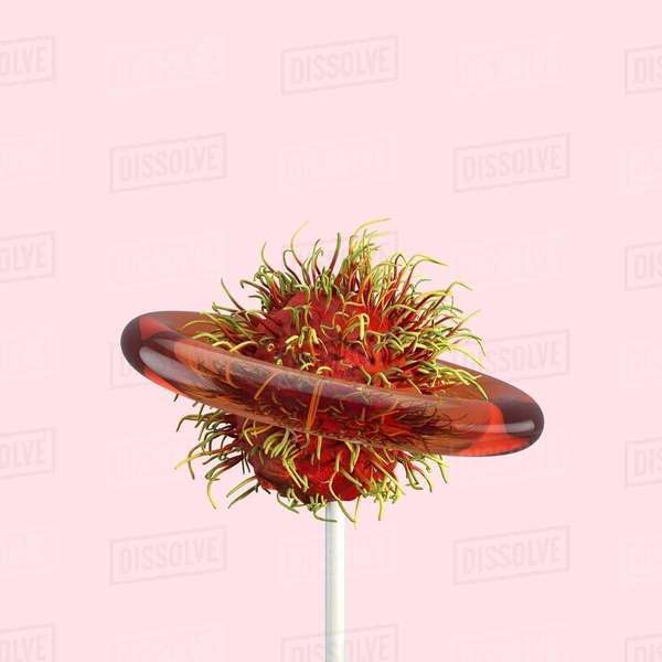 rambutan Fruit Candy Concept idea on Pink color background. Minimal ...