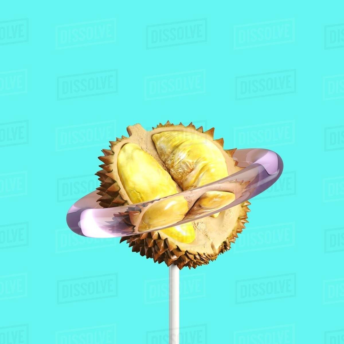 Durian Fruit Candy Concept idea on blue color background. Minimal Fruit ...