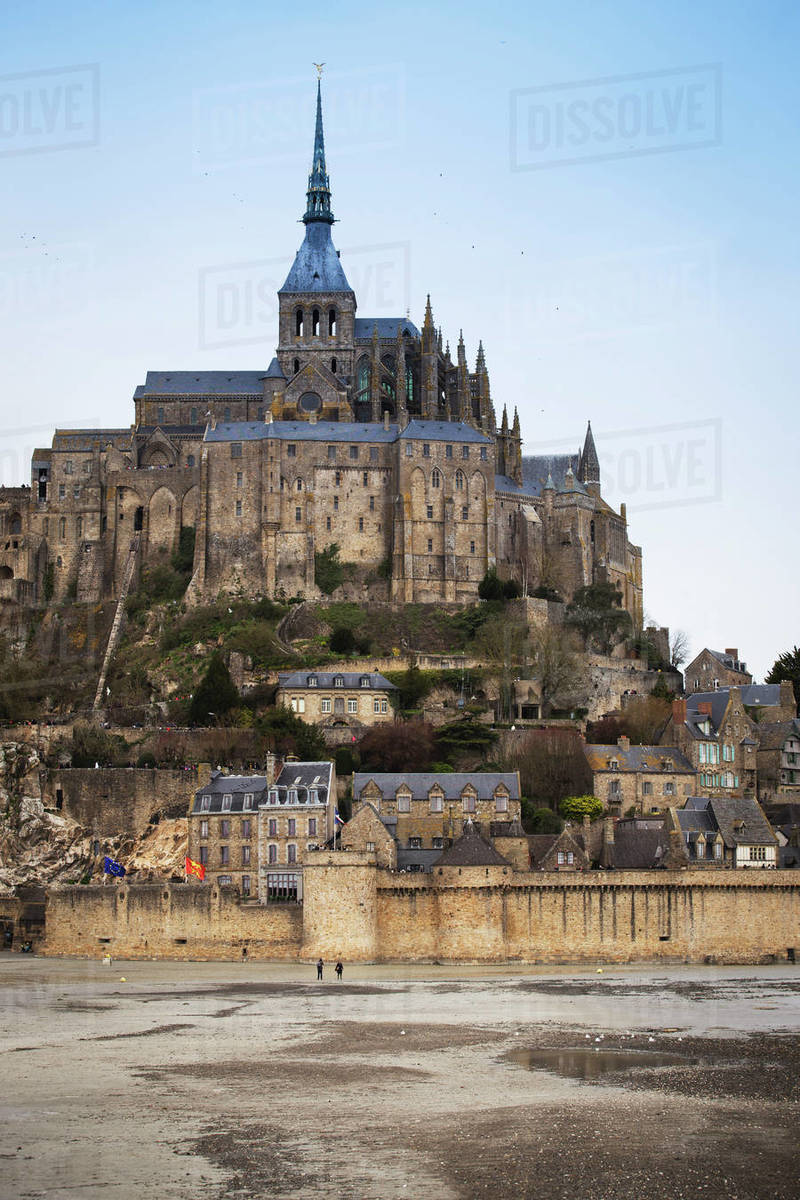 Beautiful famous castle Mont-Saint-Michel, Normandy, France - Royalty ...