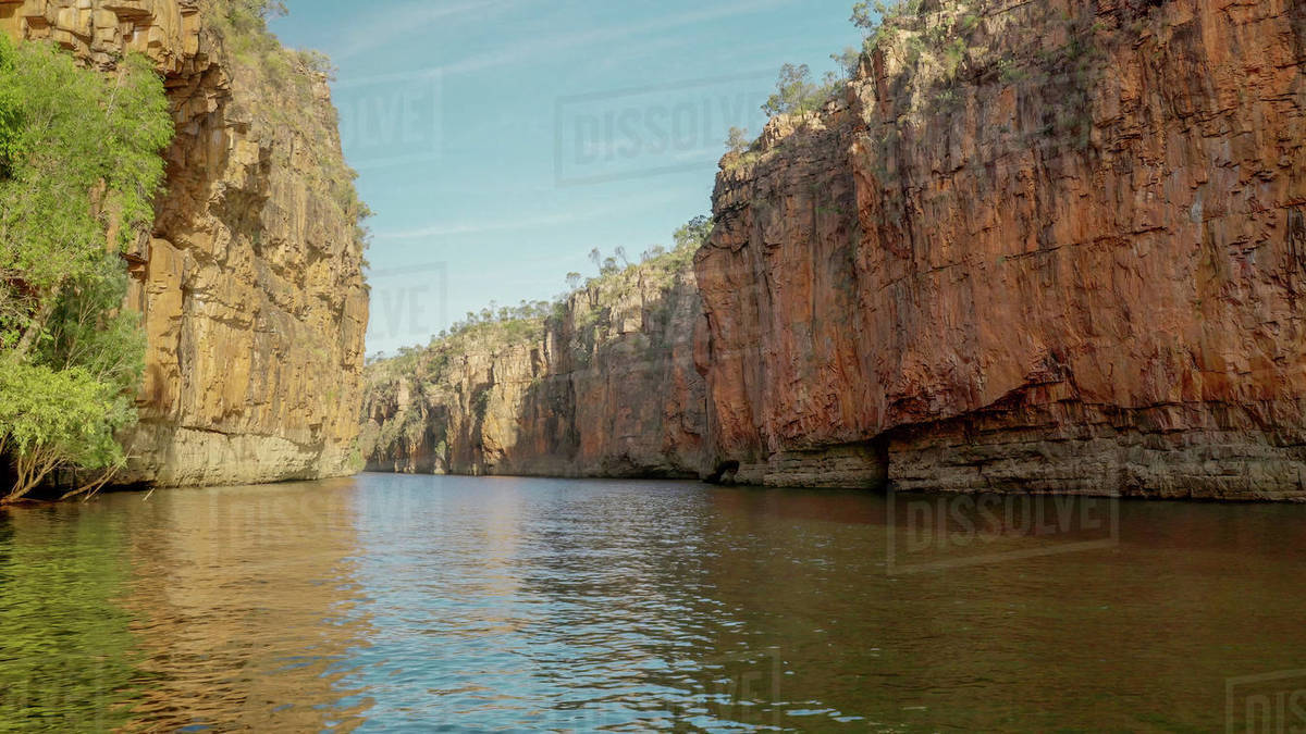downstream view of the second gorge cliffs of nitmiluk gorge, also ...