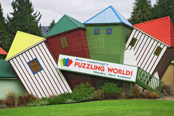 New Zealand, South Island, Wanaka. Puzzling World where tourists ...