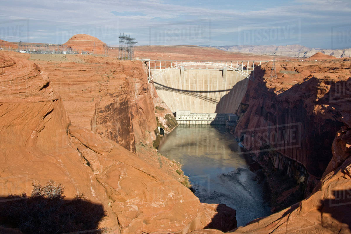 AZ, Arizona, Page, Glen Canyon NRA, Glen Canyon Dam, Colorado River ...