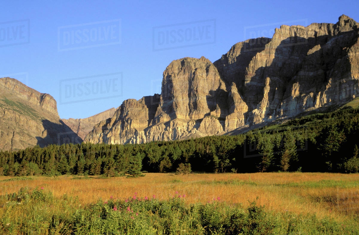 North America, USA, Montana, Glacier National Park. Altyn Peak in the ...