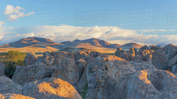 USA, New Mexico, City of Rocks State Park. Landscape of boulders and ...