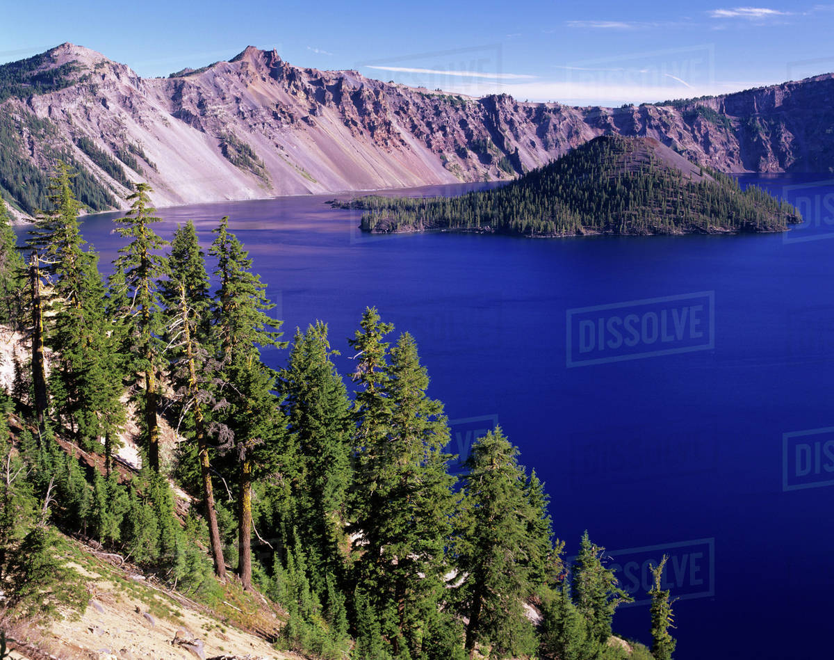Oregon, Crater Lake National Park, Wizard Island and Crater Lake, 1932 ...
