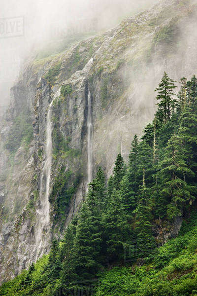 USA, Washington, North Cascades National Park, Cascade River. Waterfall ...