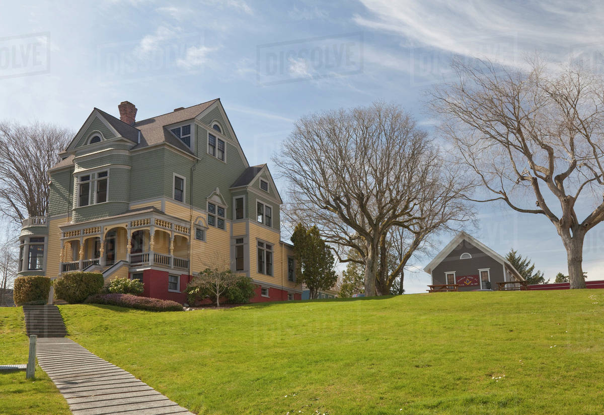 USA, Washington, Port Gamble. Exterior of the historic home built by ...