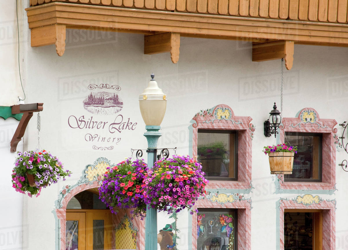 WA, Leavenworth, Bavarian style village, shop front - Stock Photo ...