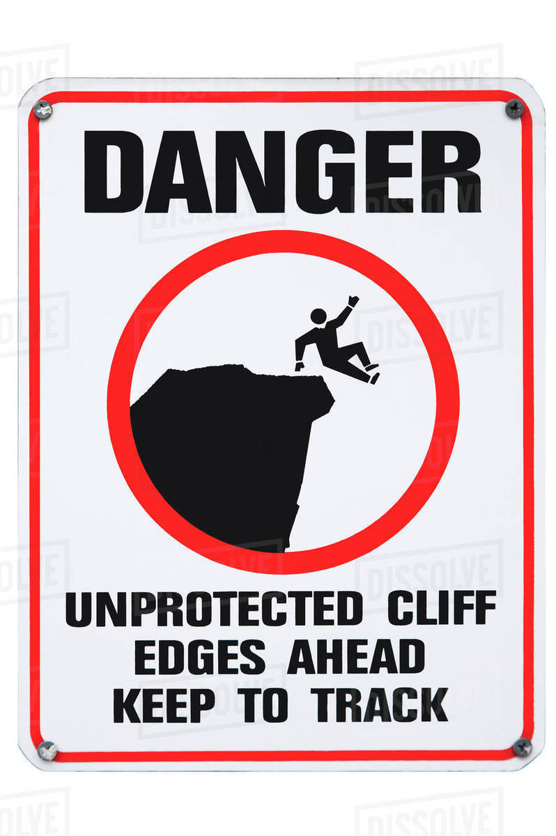 Cliff Warning Sign, Australia - Stock Photo - Dissolve