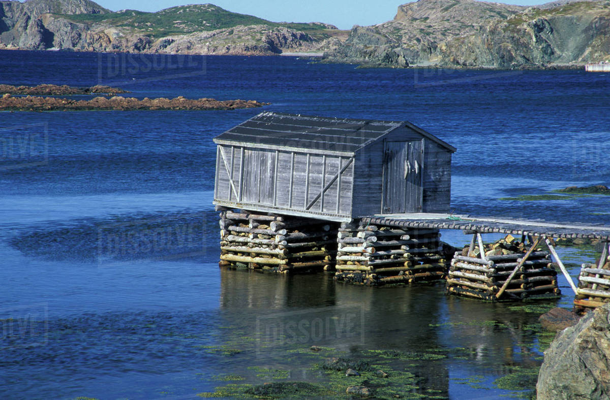 N.A., Canada, Newfoundland, Durrell. Fishing shack. - Royalty-free ...