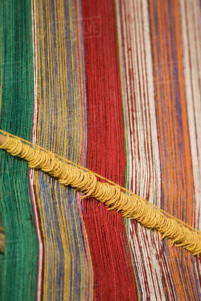 Traditional loom for with unfinished weaving, Cuzco, Peru. - Stock ...