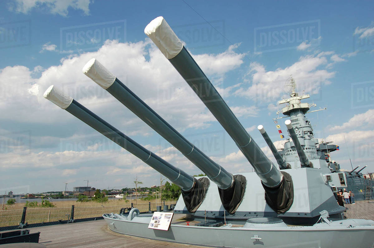 North Carolina, Wilmington. Guns on the USS North Carolina Battleship ...