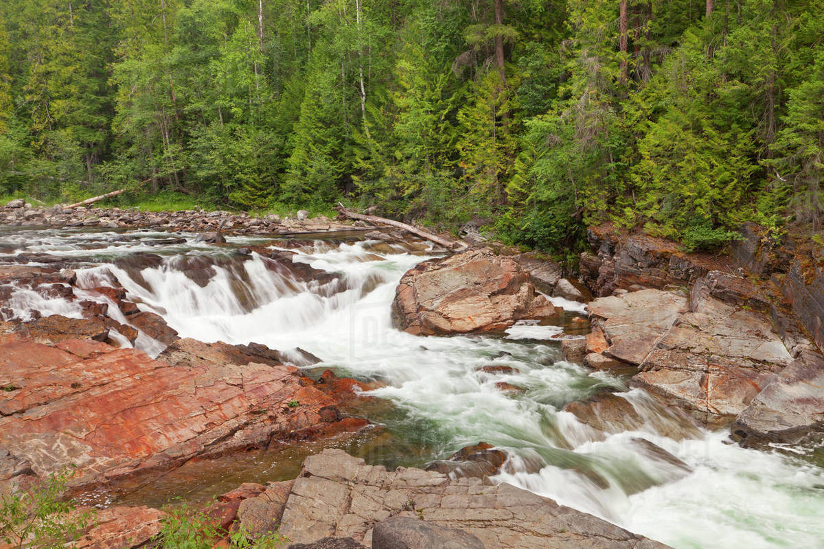 Yaak Falls in the Kootenai National Forest, Montana, USA - Stock Photo ...