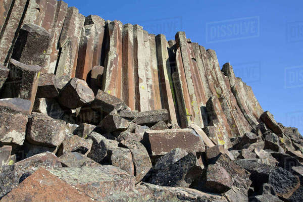 WA, Othello, Columbia National Wildlife Refuge, columnar basalt ...