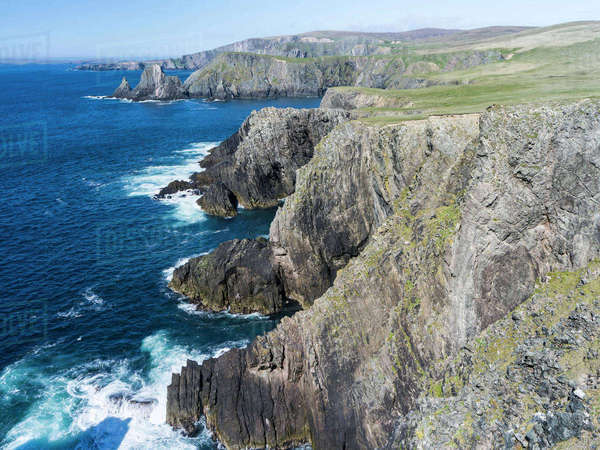 The cliffs between Dale and Huxter close to Sandness Hill. Shetland ...