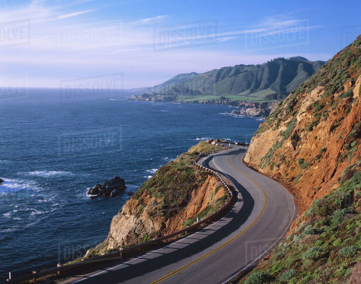 Highway 1 along the California Coast near Carmel. - Stock Photo - Dissolve