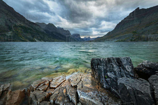 Saint Mary Lake, Glacier National Park, Montana. - Royalty-free Stock ...