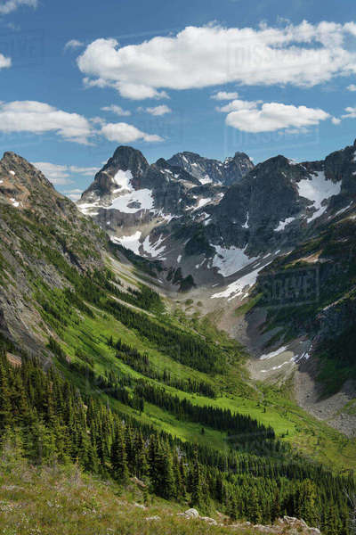 Upper Fisher Creek basin. Fisher Peak, Black Peak and Mount Arriva are ...