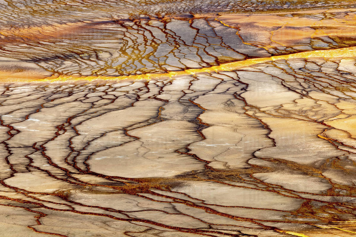 Elevated view of patterns in bacterial mat around Grand Prismatic ...