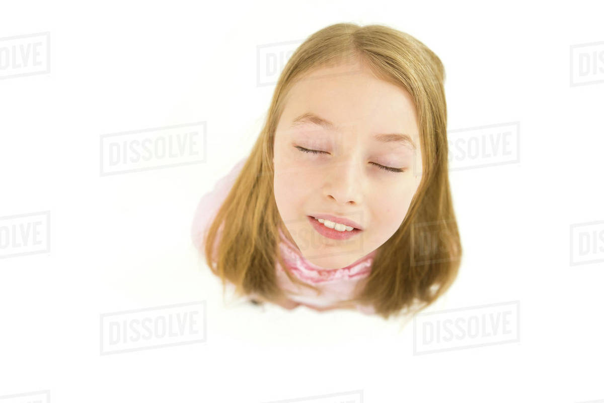 The beautiful face of the little girl. View from above - Royalty-free ...