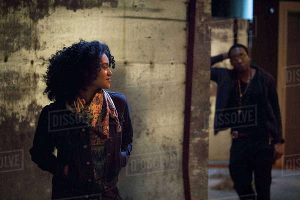 Couple in dimly lit alley, Los Angeles, California, USA - Royalty-free ...