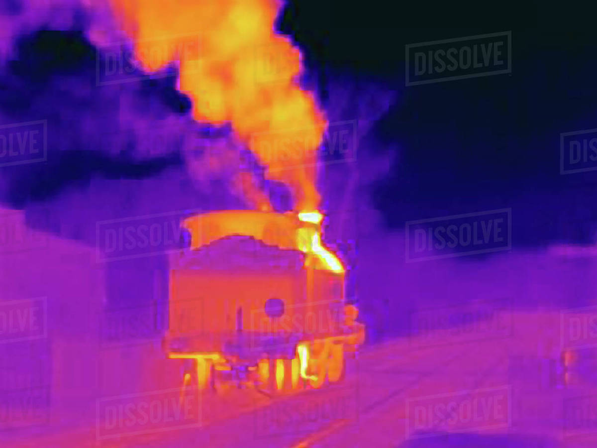 Thermal image of steam train - Royalty-free Stock Photo | Dissolve