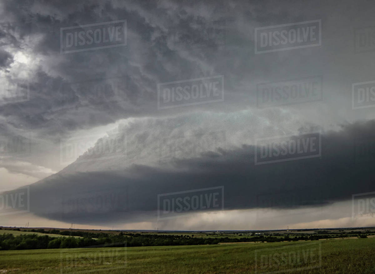 Bell shaped updraft of rotating supercell over rural area, Chester ...