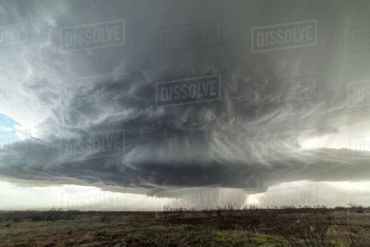 Landscape with massive supercell in the Eastern Texas panhandle, USA ...