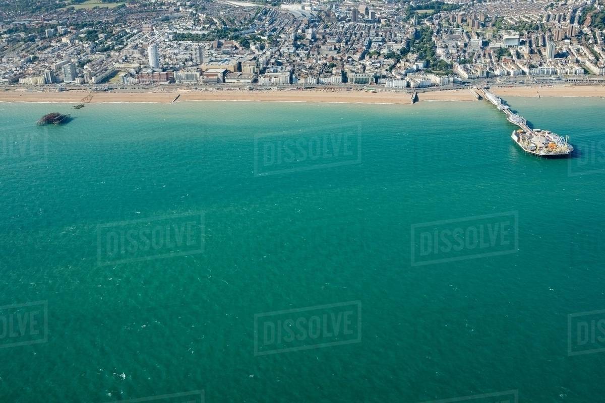 Aerial view of brighton coast - Royalty-free Stock Photo | Dissolve
