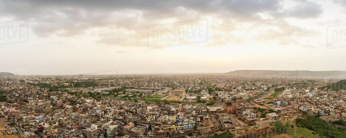 Elevated panoramic view of Jaipur, Rajasthan, India - Royalty-free ...