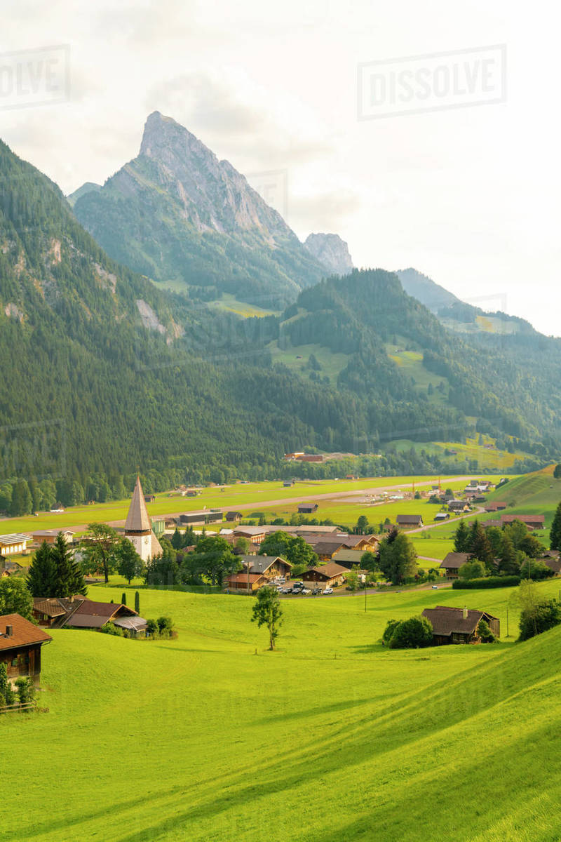 Switzerland, Interlaken, Town in mountain landscape - Royalty-free ...
