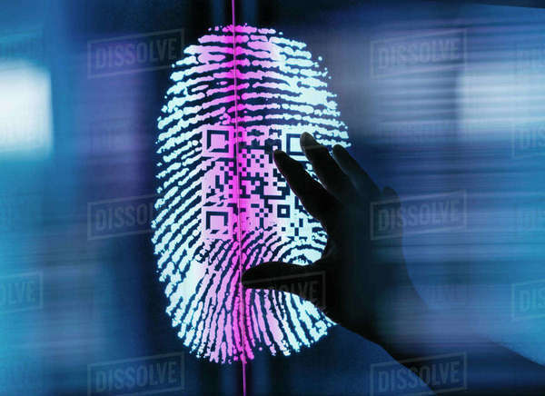 Finger print with QR code being scanned - Royalty-free Stock Photo ...