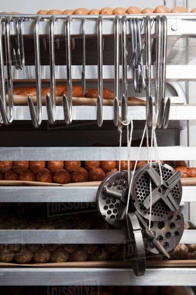 Racks of sausages - Royalty-free Stock Photo | Dissolve