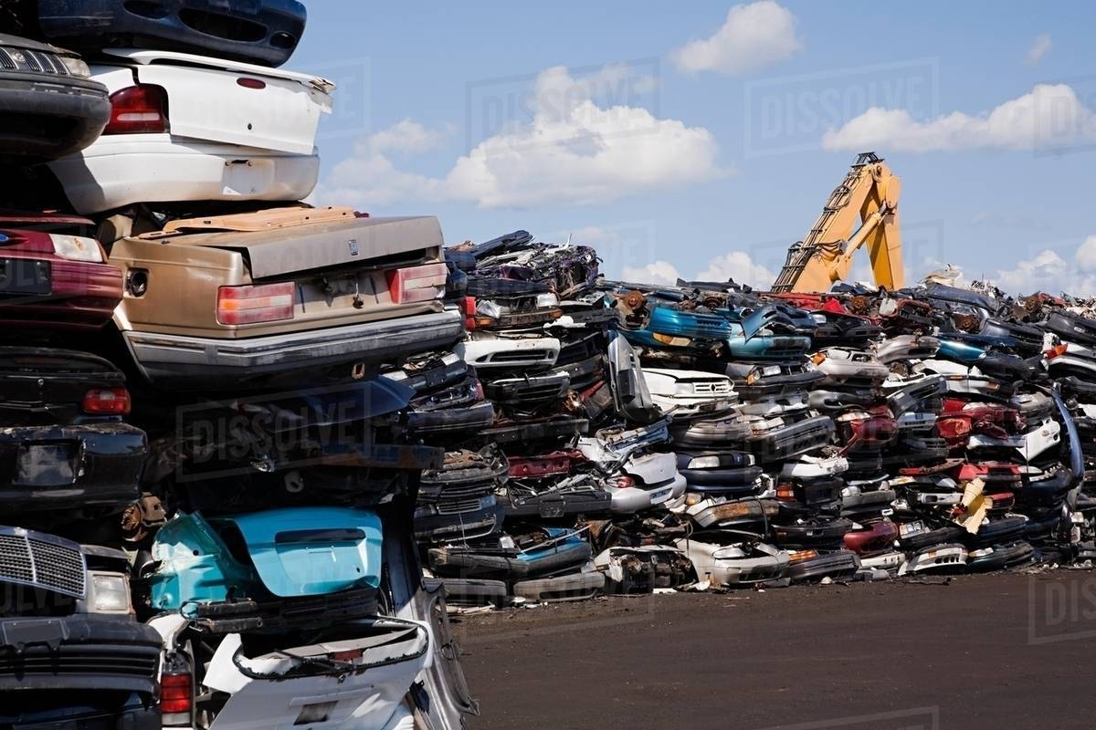Cars in scrap yard - Stock Photo - Dissolve