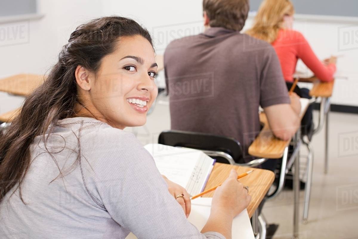 High school students sitting in classroom - Royalty-free Stock Photo ...