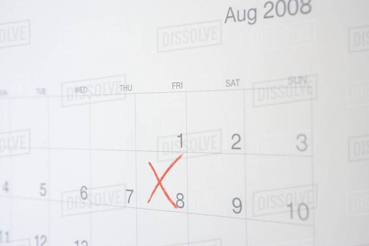 Number eight crossed on a calendar - Royalty-free Stock Photo | Dissolve