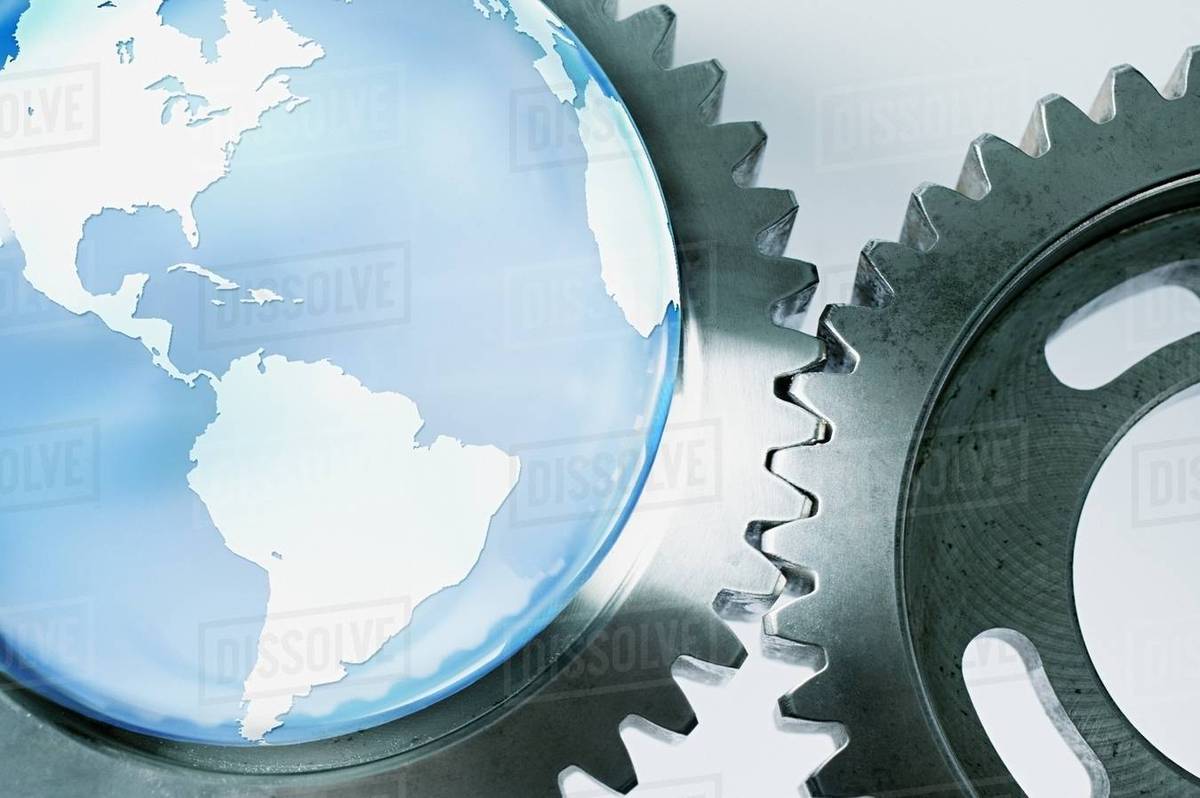 Planet earth and machine cogs - Royalty-free Stock Photo | Dissolve