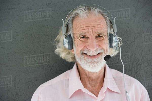 Man with telephone headset - Royalty-free Stock Photo | Dissolve