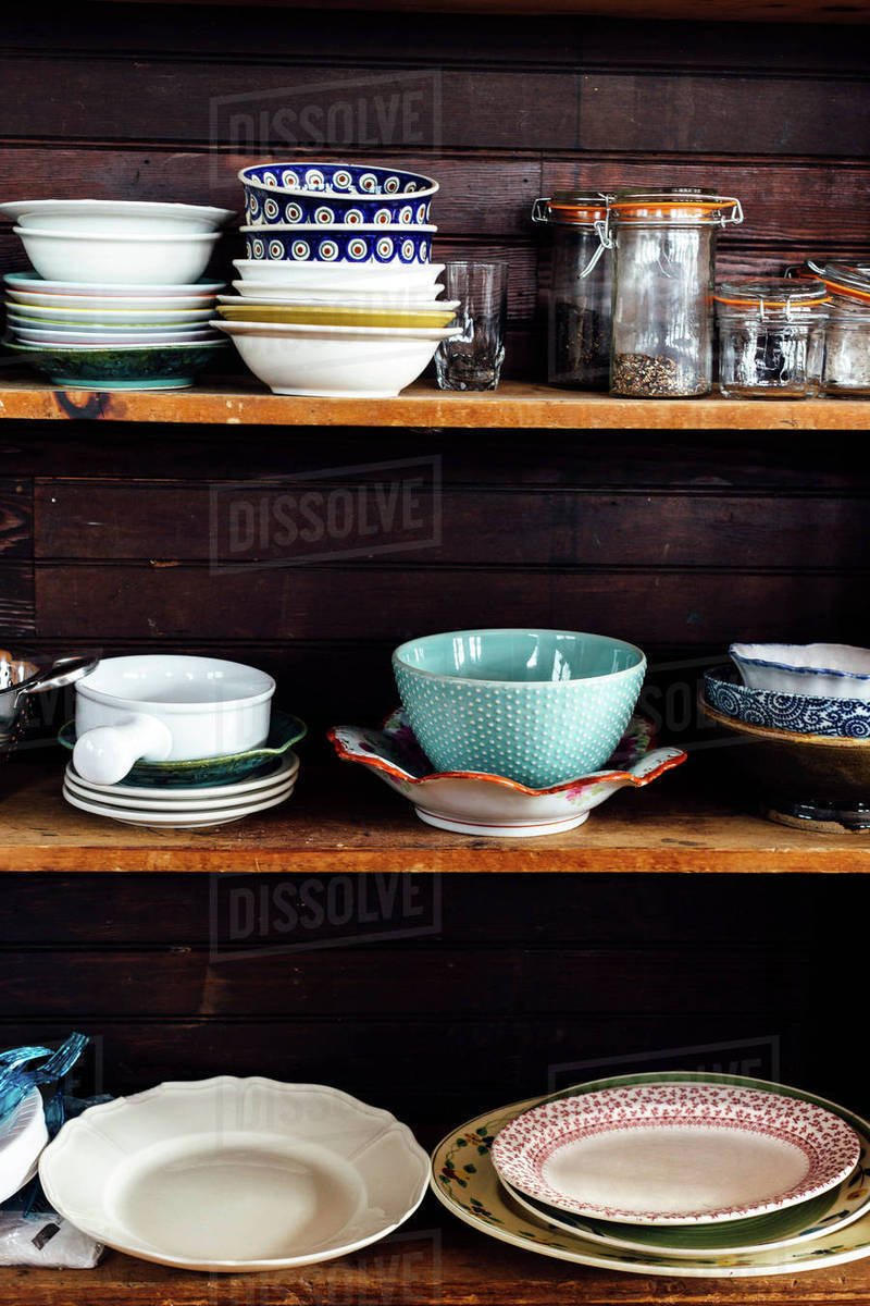 Variety of ceramics on shelf - Royalty-free Stock Photo | Dissolve