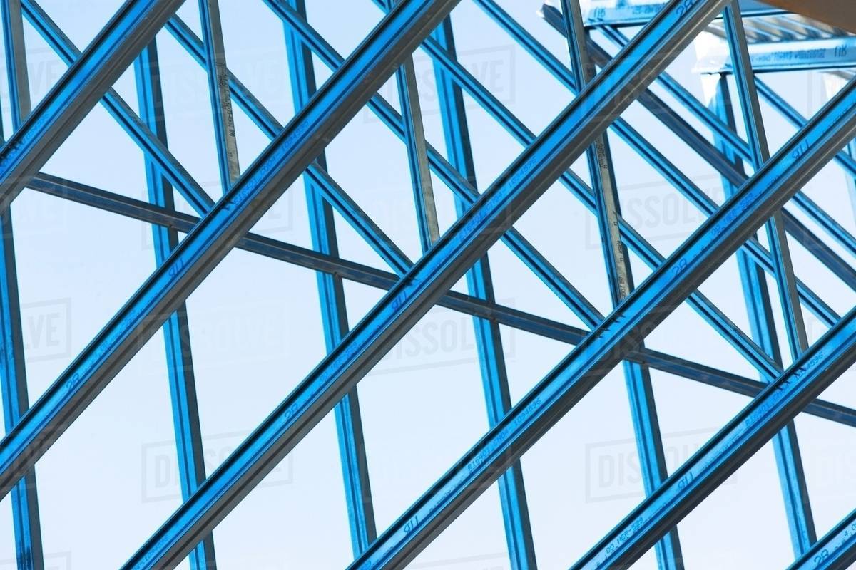 Close up of steel girders on construction frame - Stock Photo - Dissolve